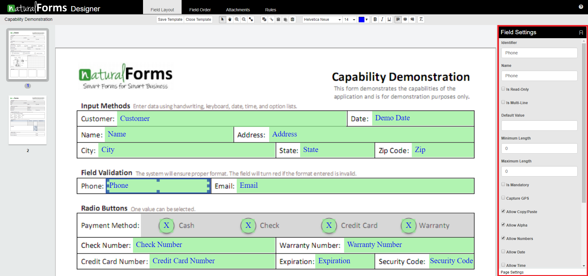 Numeric Fields NaturalForms Support