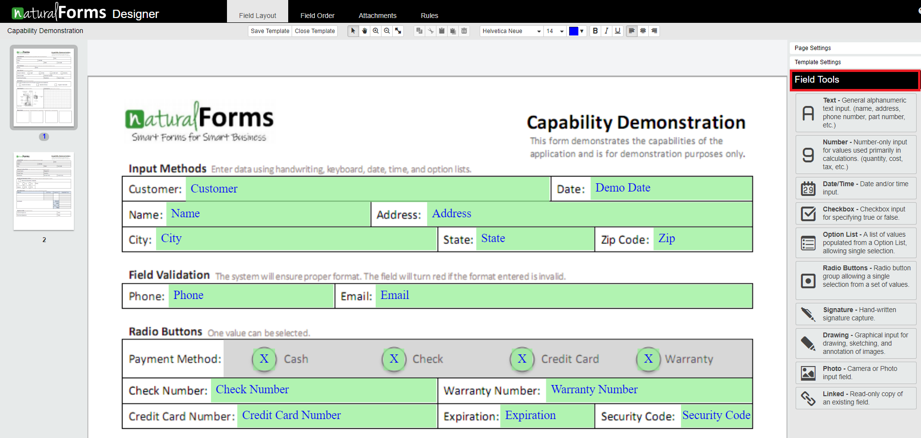 Signature Fields NaturalForms Support