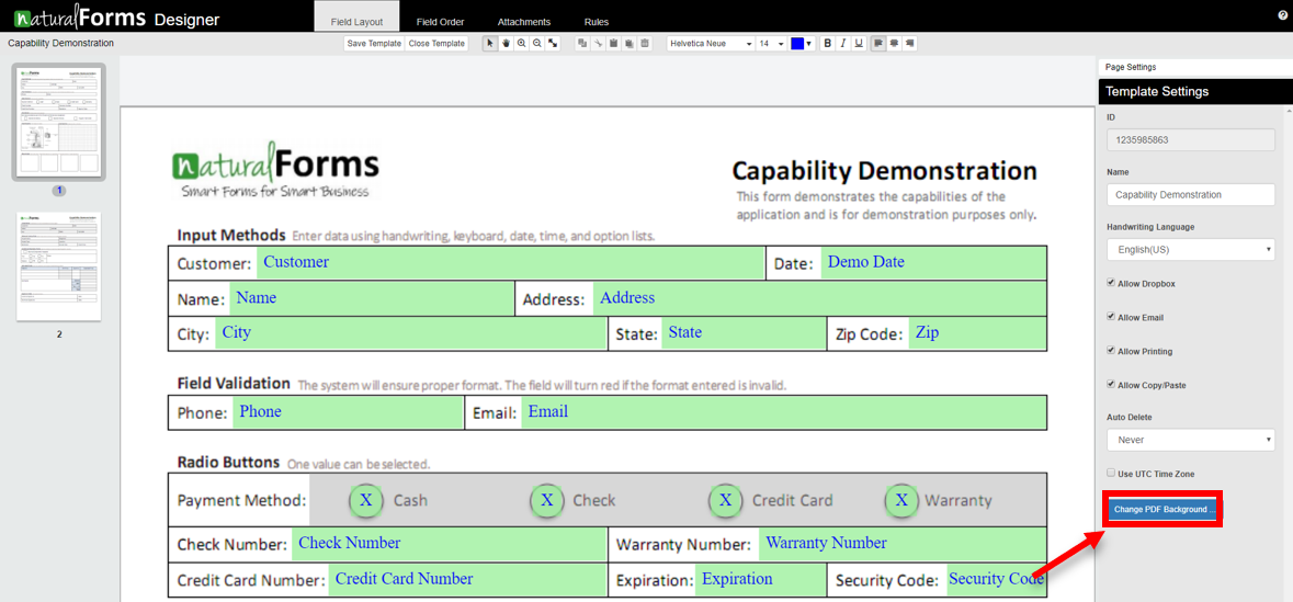 Replace the PDF Background for a Template – naturalForms Support
