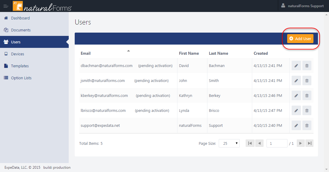 Add a user – naturalForms Support